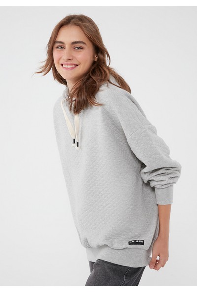 Mavi Kadın Kapüşonlu Kapitone Gri Sweatshirt 1610026-80018 Mavi Kadın Kapüşonlu Kapitone Gri Sweatshirt 1610026-80018