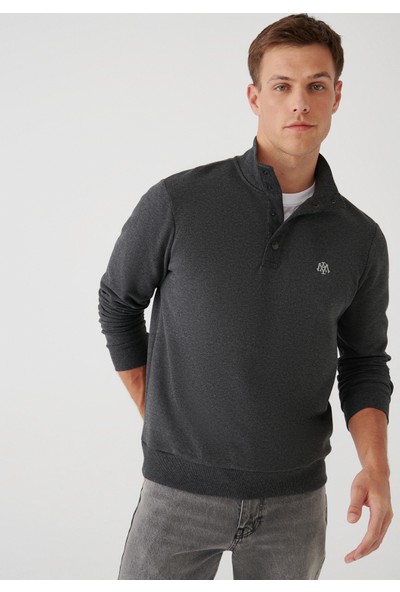 Mavi Erkek Dik Yaka Gri Sweatshirt 0610094-80024