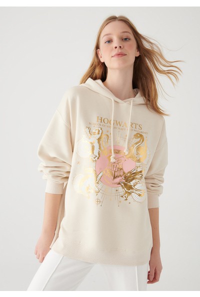 Mavi Hogwarts Baskılı Bej Sweatshirt