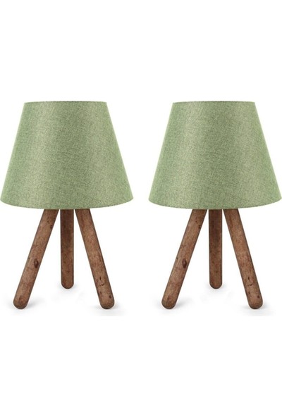 Supply Home Ahşap Ayaklı Yeşil Abajur Pvc Başlık 2' Li Supply Home Ahşap Ayaklı Yeşil Abajur Pvc Başlık 2' Li