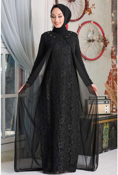 Neva Style Neva Style - Dantelli Siyah Tesettür Abiye Elbise 20803S Neva Style Neva Style - Dantelli Siyah Tesettür Abiye Elbise 20803S
