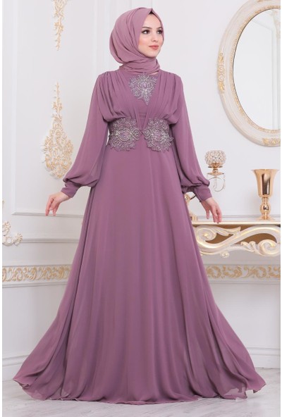 Neva Style Neva Style - Dantelli Gül Kurusu Tesettür Abiye Elbise 9118GK Neva Style Neva Style - Dantelli Gül Kurusu Tesettür Abiye Elbise 9118GK