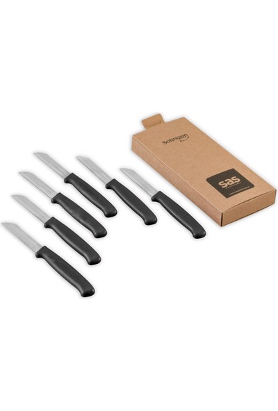 Sas Hausgerate Solingen Paslanmaz Çelik 6 Parça Ultra Keskin Meyve Sebze Bıçak Seti Siyah Sas Hausgerate Solingen Paslanmaz Çelik 6 Parça Ultra Keskin Meyve Sebze Bıçak Seti Siyah