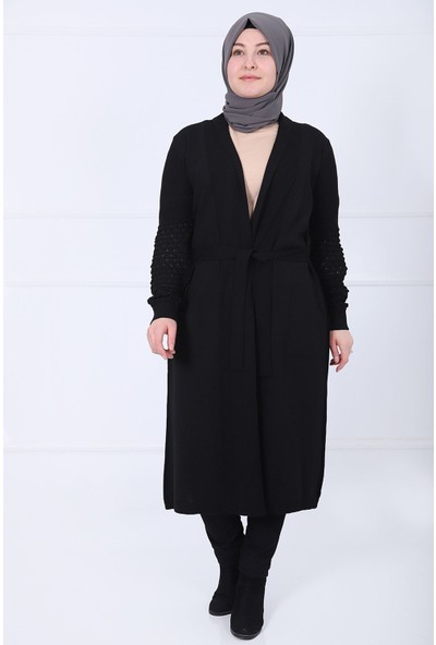 Kombinal Kadın Siyah Ip Kemerli Hırka 1417 Kombinal Kadın Siyah Ip Kemerli Hırka 1417