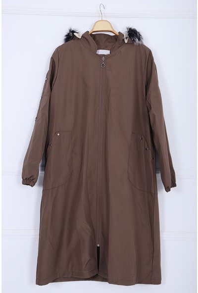 Kombinal Kadın Toprak Cepli Tesettür Büyük Beden Kaban 923