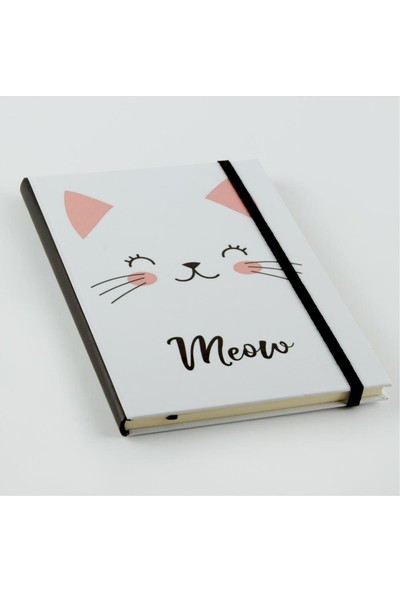 Rennway Kedi Figürlü Özel Tasarım Defter Beyaz