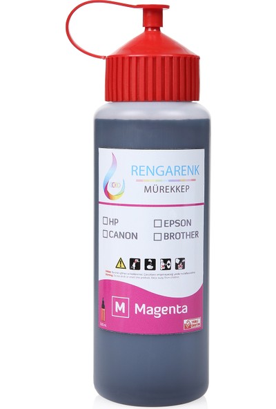 Rengarenk Hp Yazıcı Uyumlu Bitmeyen Kartuş ve Tanklı Yazıcı Mürekkebi 500ML Kırmızı