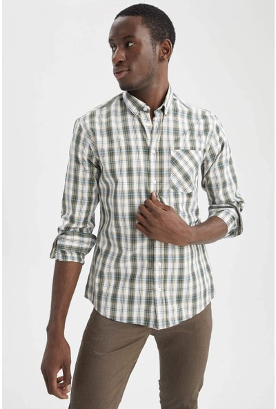 DeFacto Modern Fit Ekose Desenli Uzun Kollu Gömlek W8301AZ21WN