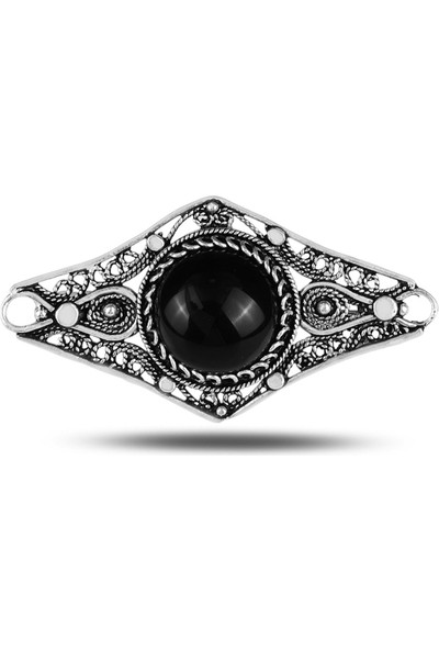 Gümüşhane Silver Oniks Taşlı Telkari Tarzı Broş