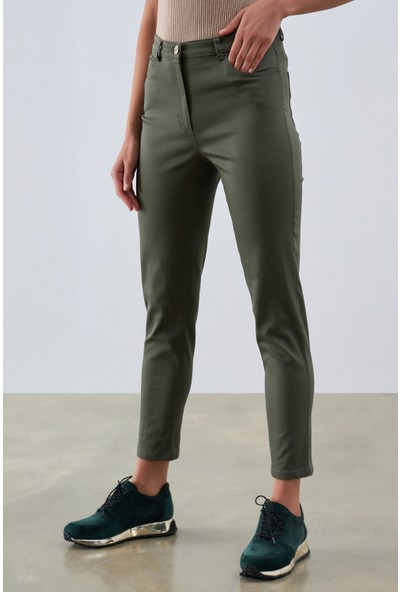 Gusto 5 Cep Dar Paça Pantolon - Haki