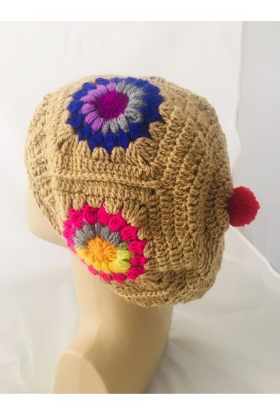 DRT Tasarım El Örgüsü Kare Motifli Açık Kahve Bere DRT Tasarım El Örgüsü Kare Motifli Açık Kahve Bere