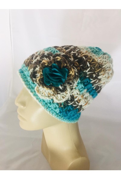 DRT Tasarım El Örgüsü Çiçek Detaylı Batik Yeşil