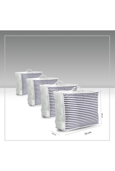 Vedsey Çizgili Hurç & Yorgan Çantası & Baza Altı Düzenleyici 4'lü Set& 53 x 44 x 20 cm Vedsey Çizgili Hurç & Yorgan Çantası & Baza Altı Düzenleyici 4'lü Set& 53 x 44 x 20 cm
