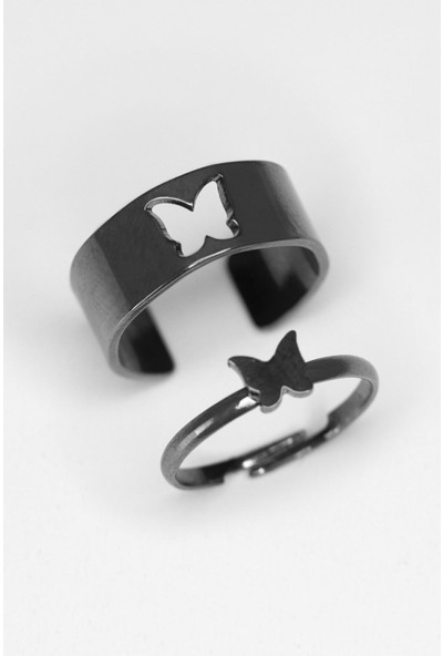 Dma Aksesuar 2 Li Kelebek Figürlü Ayarlanabilir Siyah Sevgili Yüzüğü Dma Aksesuar 2 Li Kelebek Figürlü Ayarlanabilir Siyah Sevgili Yüzüğü