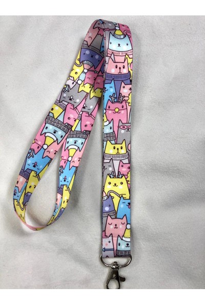 Hediyebum Kedicekler Renkli Boyun Askı Ipi