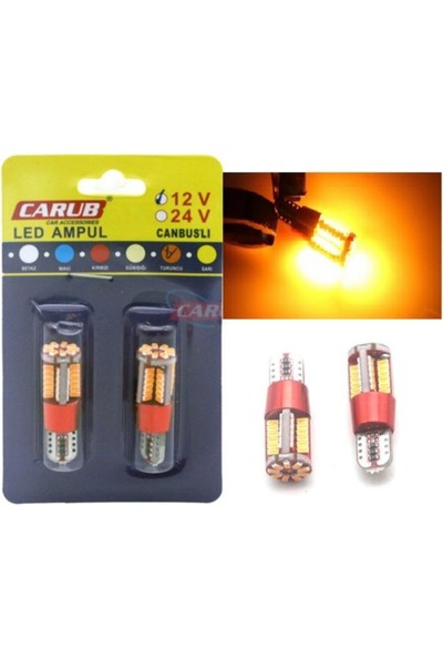 Carub T10 Dipsiz Turuncu LED Ampül 12V 57 LED Smd Canbus Carub T10 Dipsiz Turuncu LED Ampül 12V 57 LED Smd Canbus
