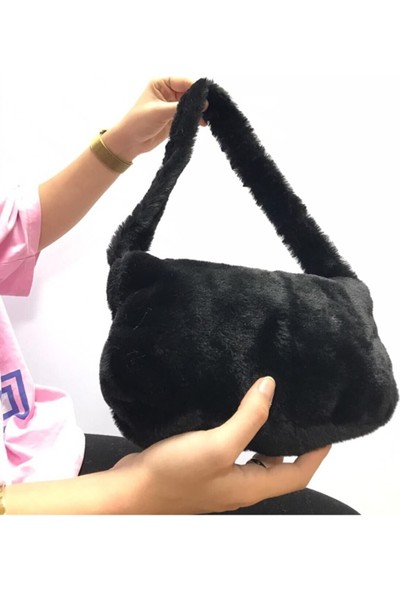 Madamlina Kadın Siyah Leo Puufi Salaş Baget Peluş El Omuz Çanta Madamlina Kadın Siyah Leo Puufi Salaş Baget Peluş El Omuz Çanta