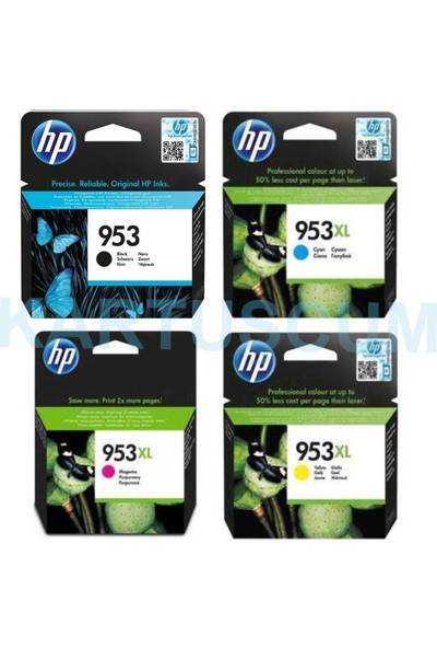 Hp 953 + 953XL Sarı Kırmızı Mavi Siyah Kartuş Seti - Officejet Pro 7720/7730/7740/8210 Hp 953 + 953XL Sarı Kırmızı Mavi Siyah Kartuş Seti - Officejet Pro 7720/7730/7740/8210