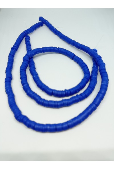 Mavi Çerçi 6 mm Mavi Fimo Boncuk Dizisi 40 cm Mavi Çerçi