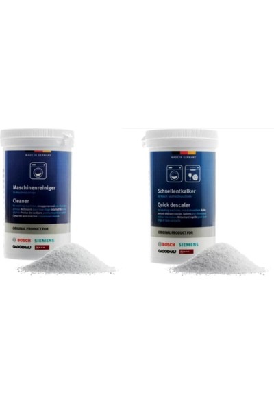 Bosch Çamaşır Makineleri İçin Temizleyici + Kireç Çözücü Toz Set 450 gr Bosch Çamaşır Makineleri İçin Temizleyici + Kireç Çözücü Toz Set 450 gr