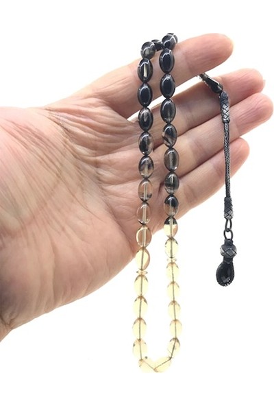 Şamil Tesbih Ateş Kehribar Tesbih 1000 Ayar Gümüş Kazaz Püsküllü Tesbih