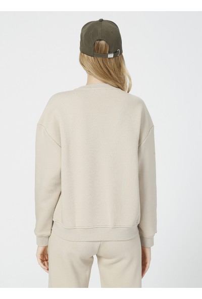 Aeropostale Bisiklet Yaka Bej Baskılı Kadın Sweatshirt