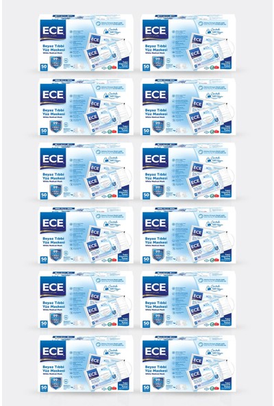 Ece Full Ultrasonik Tek Tek Paketli Meltblownlu Beyaz Maske 600 Adet Ece Full Ultrasonik Tek Tek Paketli Meltblownlu Beyaz Maske 600 Adet