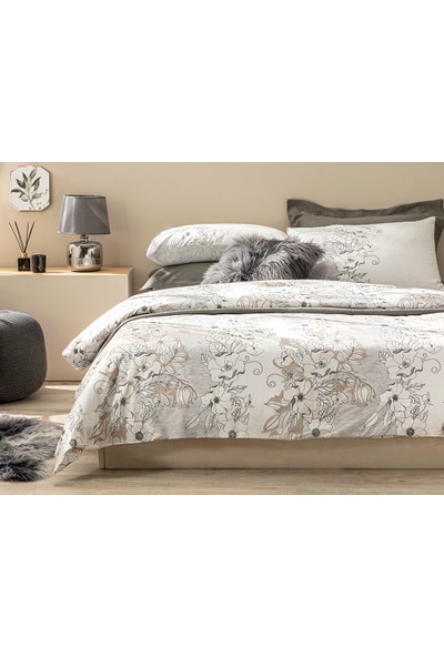Florent Pamuk Çift Kişilik Nevresim Takımı 200X220 cm Gri