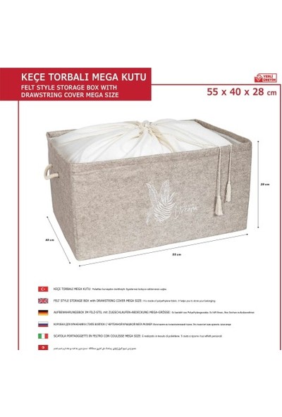 Mor Bebe Keçe Torbalı Mega Kutu 55X40X28 cm Mor Bebe Keçe Torbalı Mega Kutu 55X40X28 cm