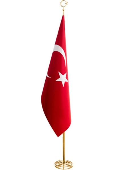 Ascann Telalı Türk Makam Bayrağı Sarı Direkli 100X150