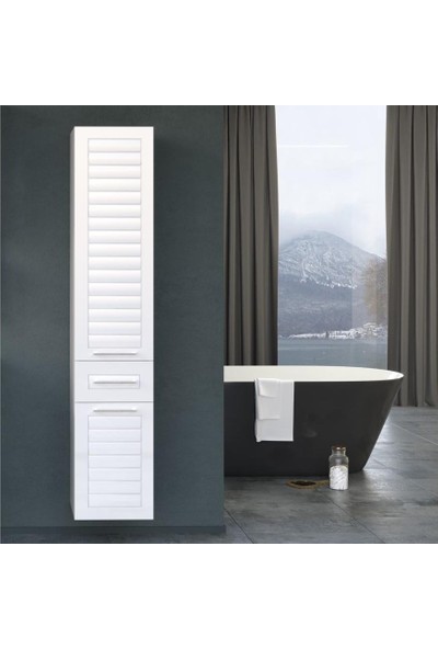 Orka Perge 35 cm Beyaz Banyo Boy Sepetli Çamaşır Dolabı Orka Perge 35 cm Beyaz Banyo Boy Sepetli Çamaşır Dolabı