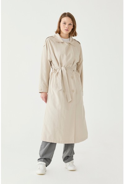 Suud Collection Kum Uzun Kruvaze Trençkot