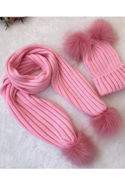 Crystal Shop Çift Ponponlu Çocuk Atkı ve Bere Takımı Crystal Shop Çift Ponponlu Çocuk Atkı ve Bere Takımı