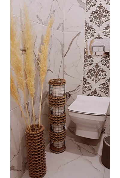 Egindra Metal Tel Hasır Örgülü Pampas Vazosu