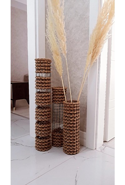 Egindra Metal Tel Hasır Örgülü Pampas Vazosu (3'lü Set Hasır Vazo) Egindra Metal Tel Hasır Örgülü Pampas Vazosu (3'lü Set Hasır Vazo)