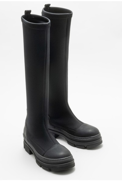 Elle Shoes Siyah Kadın Düz Çizme