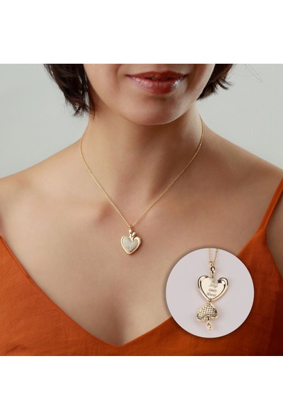 Gümüşistan 14 Ayar Altın Kaplama Isimli Sarılan Kalp Kolye