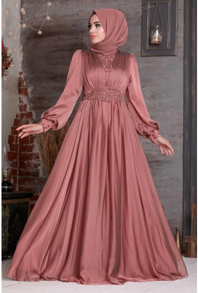Neva Style Tesettürlü Abiye Elbise - Dantelli Bakır Tesettür Abiye Elbise 21540BKR Neva Style Tesettürlü Abiye Elbise - Dantelli Bakır Tesettür Abiye Elbise 21540BKR