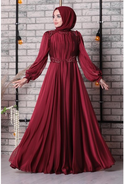 Neva Style Tesettürlü Abiye Elbise - Dantelli Bordo Tesettür Abiye Elbise 21640BR Neva Style Tesettürlü Abiye Elbise - Dantelli Bordo Tesettür Abiye Elbise 21640BR
