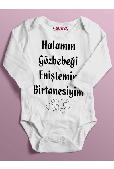 BirDünyaHediye Halamın Gözbebeği Eniştemin Birtanesiyim Baskılı Bebek Zıbını