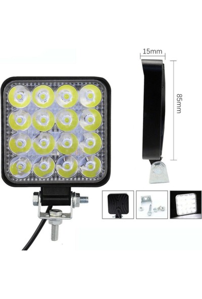 Renkli Evim Iş Makinası Çalışma Lambası 16 Ledli 10-30 V 48 W Kare Renkli Evim Iş Makinası Çalışma Lambası 16 Ledli 10-30 V 48 W Kare