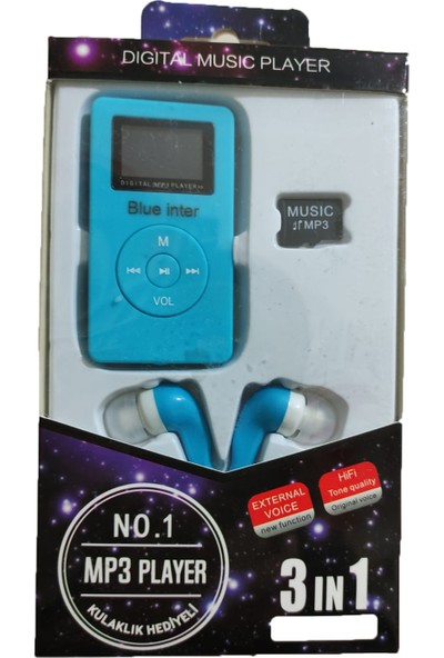 Blue Inter LCD Ekranlı Kulaklıklı Mp3 Player+ Micro Sd Kart Mavi Blue Inter LCD Ekranlı Kulaklıklı Mp3 Player+ Micro Sd Kart Mavi