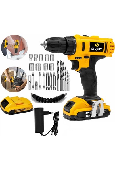 Sturdy 58V6AH Lion Çift Akülü New Series Darbeli Turbo Şarjlı Vidalama Matkap 27 Parça Setli Sturdy 58V6AH Lion Çift Akülü New Series Darbeli Turbo Şarjlı Vidalama Matkap 27 Parça Setli