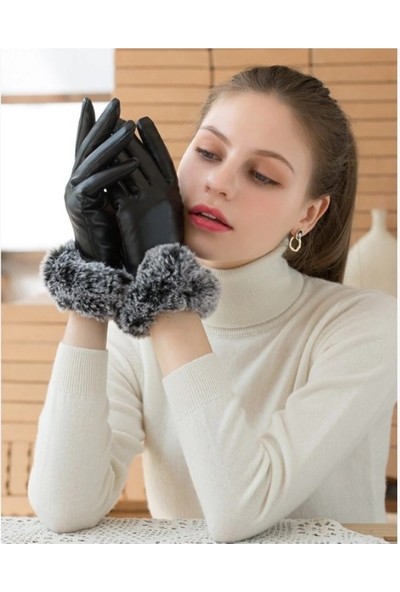 Bıson Denim Su Geçirmez Dokunmatik Ekran Deri Kadın Eldiveni Bıson Denim Su Geçirmez Dokunmatik Ekran Deri Kadın Eldiveni