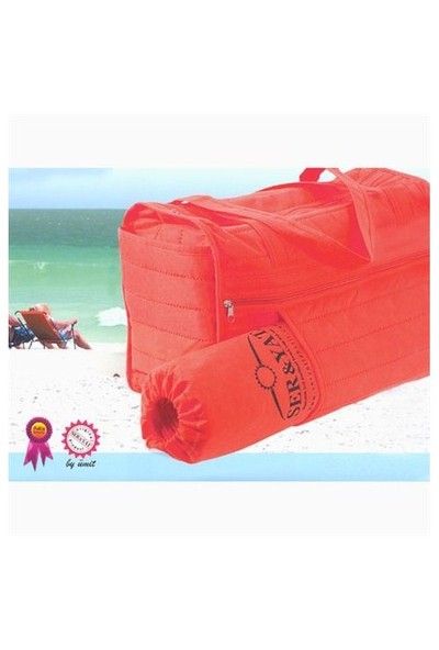 Seryat Plaj Çantası (plaj Hasırı Ve Yastığı Hediyeli) Kırmızı