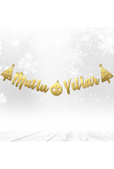 Süsle Bebek & Parti Mutlu Yıllar, Metalik Altın Banner - 2.10 mt