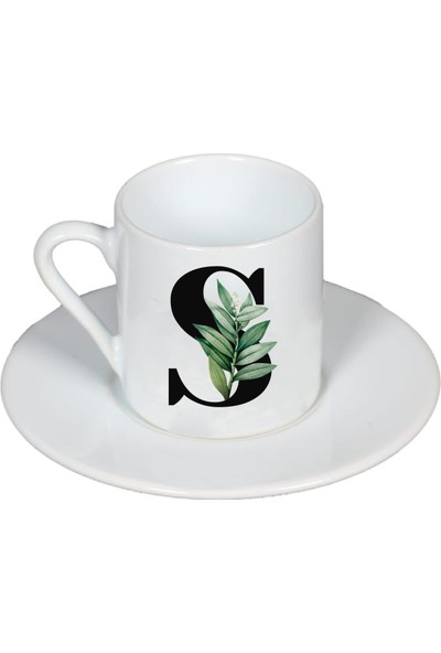 Develi Baskı Tropikal S Harfli Kahve Fincanı