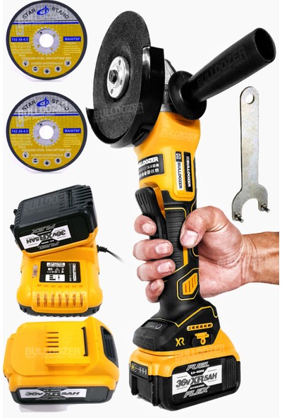 Bulldozer Predator Profesyonel 36V Büyük Boy Şarjlı Testere ve Taşlama Makinesi Çift Akülü Çantalı