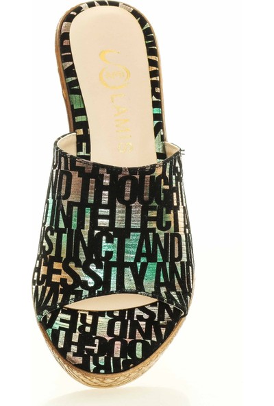 Lamis Elwan Dolgu Topuklu Desenli Kadın Terliği