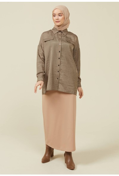 Bej Beli Lastikli Kalem Etek 2216047